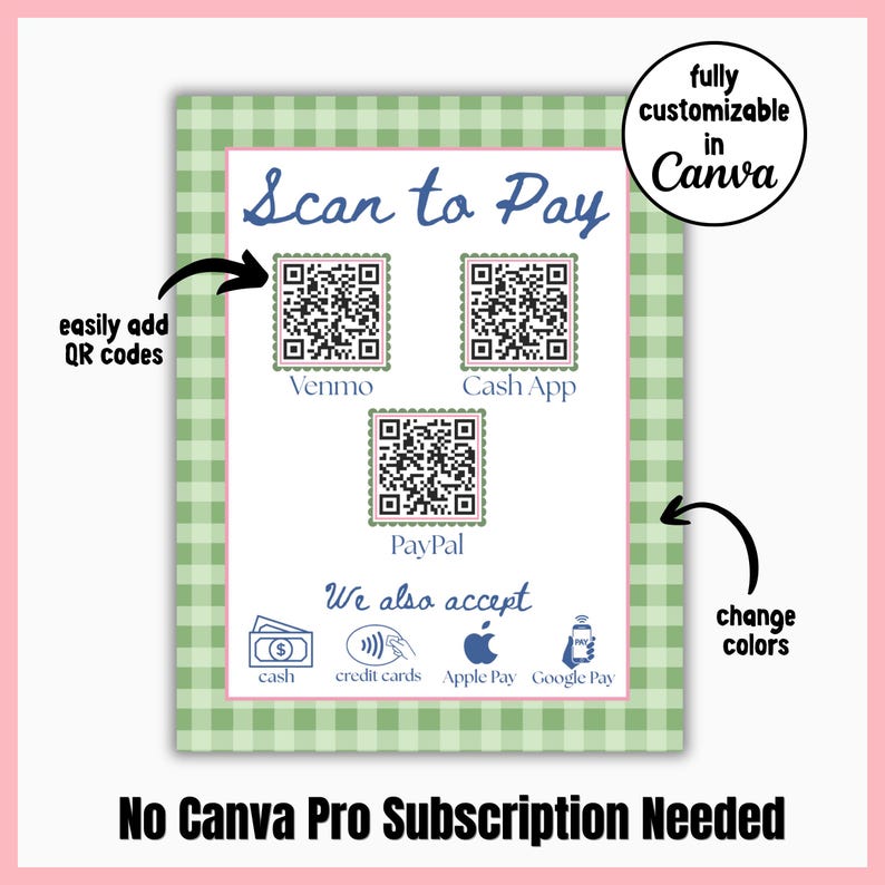 QR Sign for Farmers Market Digital Download Trendy Craft Fair Instant ...