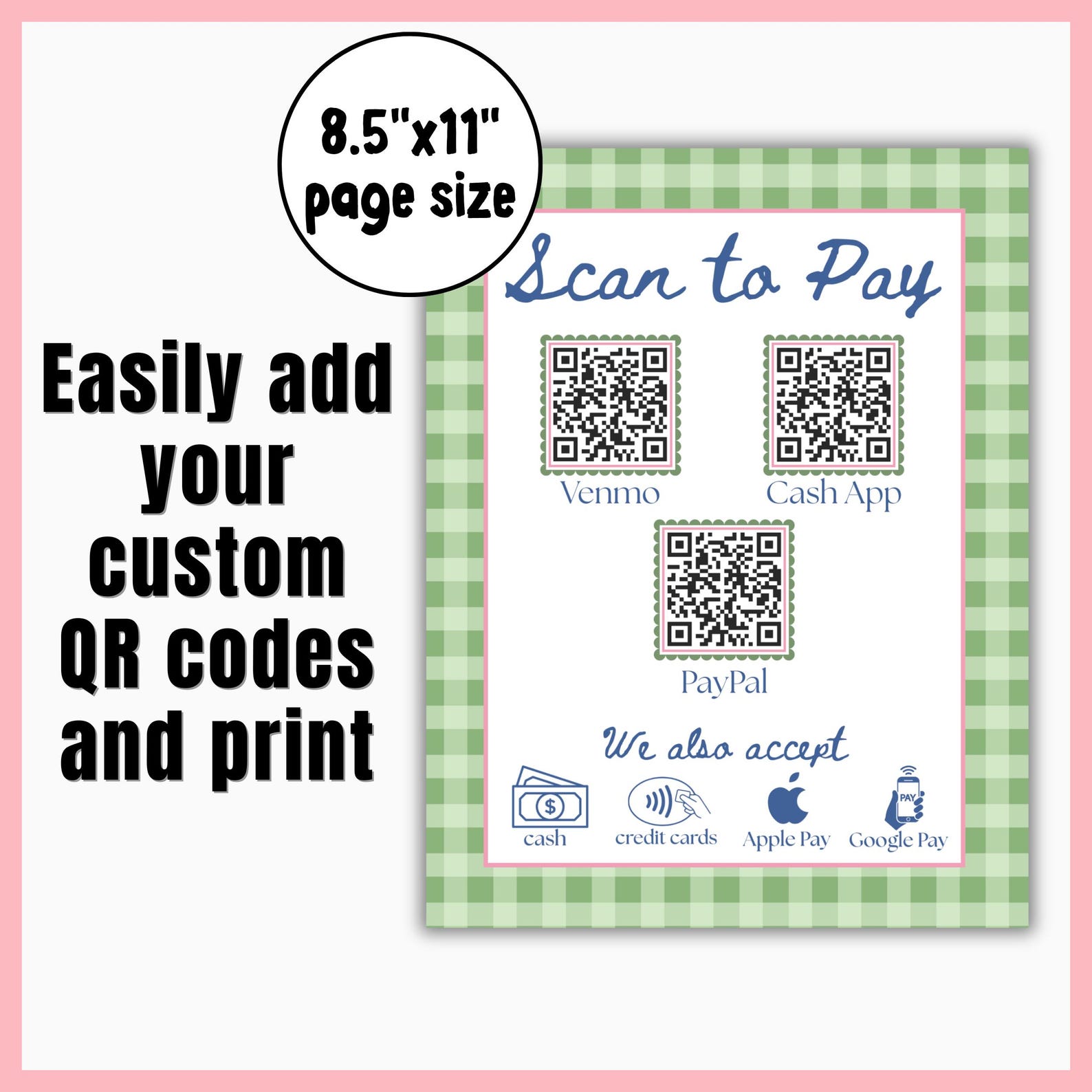QR Code Sign for Small Business Scan to Pay Template Editable Canva ...