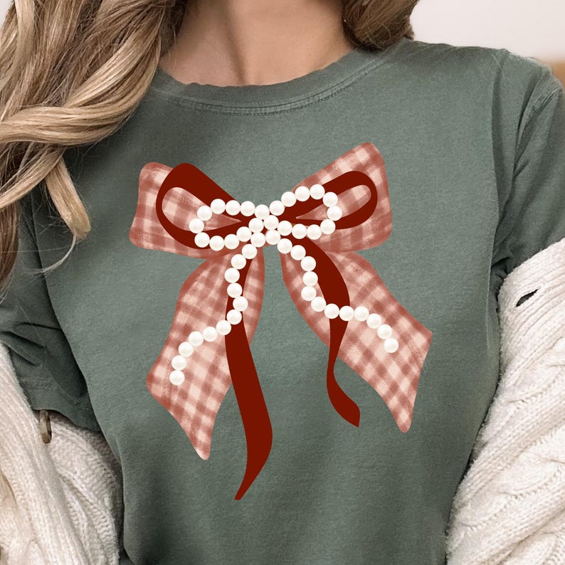 Maroon Gingham Bow Coquette PNG Moody Fall Clipart Burgundy Preppy ...