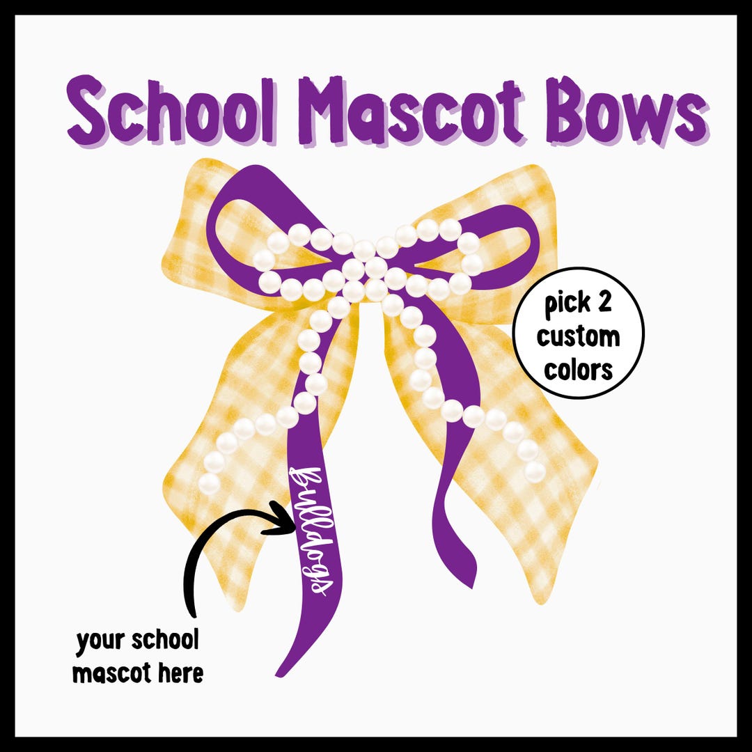 Custom School Colors Mascot Bow PNG Coquette Team Spirit Digital ...