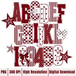 Maroon Varsity Letters Doodle Alphabet PNG Burgundy School Color Alpha ...