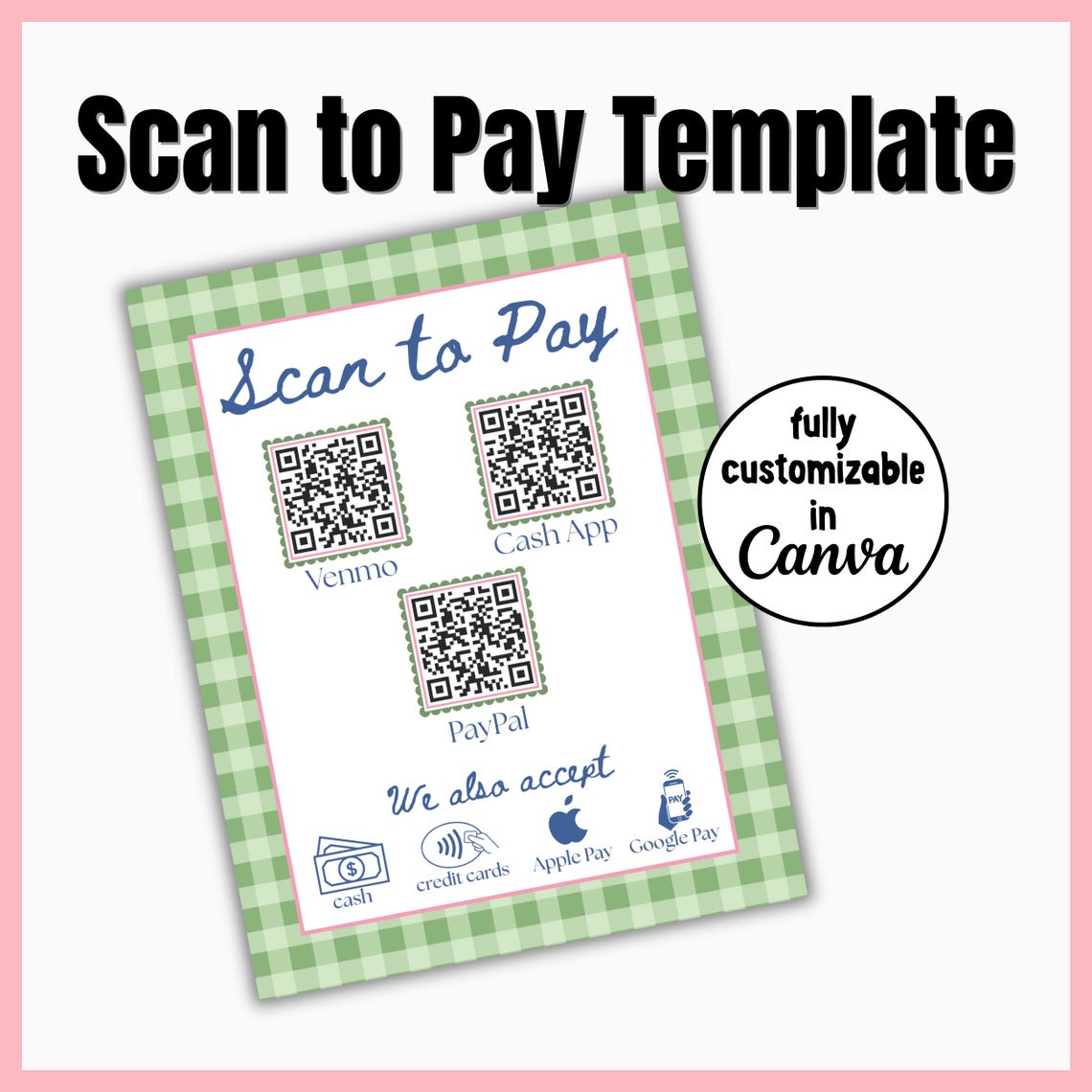 QR Code Sign for Small Business Scan to Pay Template Editable Canva ...