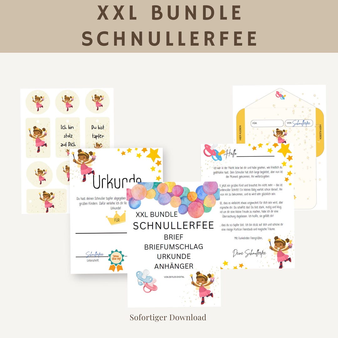 Brief Von Der Schnullerfee + Urkunde + Anhänger + Briefumschlag ...