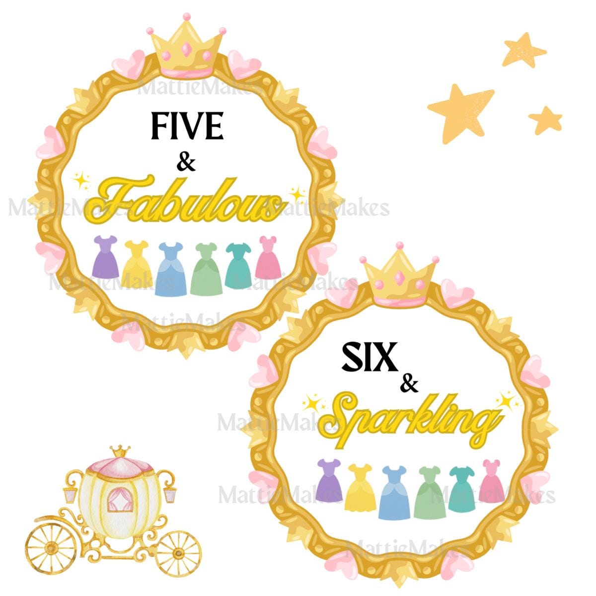 Princess Birthday Stickers: Party Favor Labels, Gift Tags - Etsy