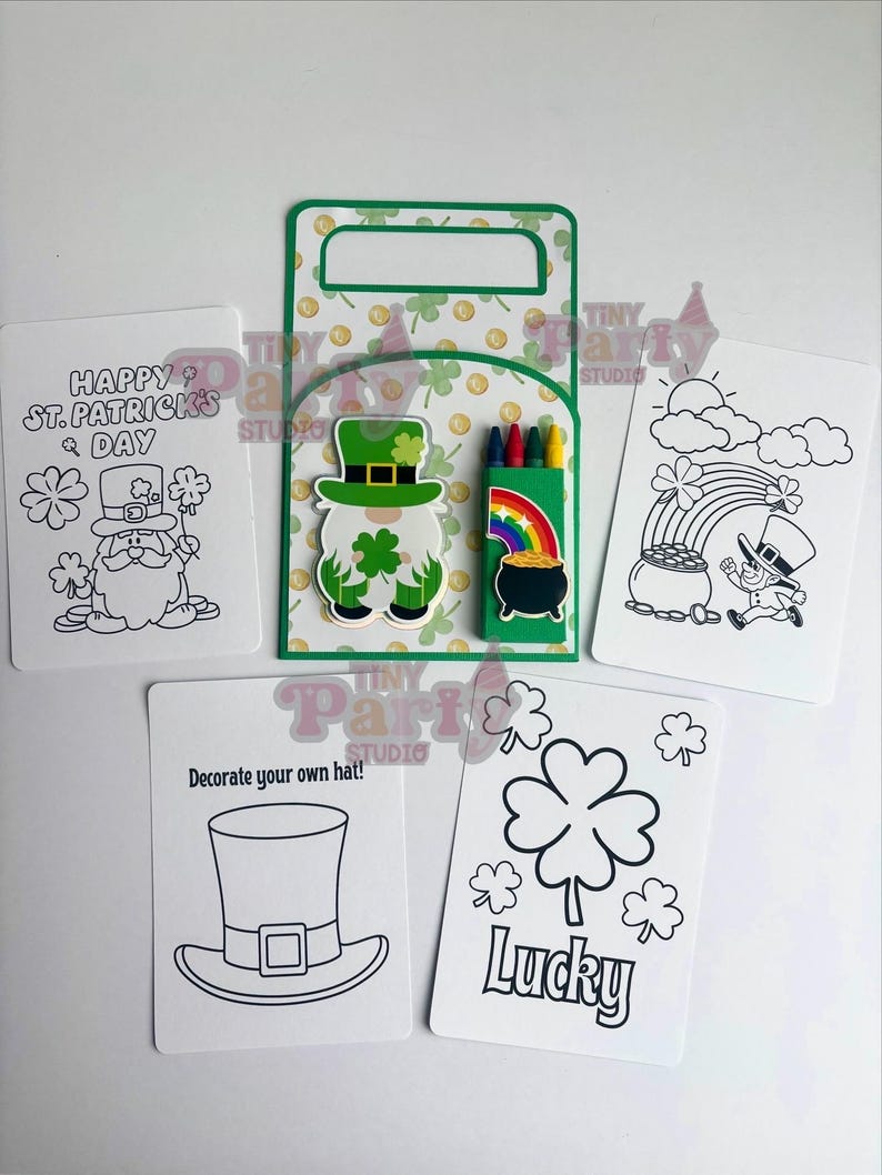 St. Patrick's Day Coloring Kit | Leprechaun Pages, Crayons, Pouch ...