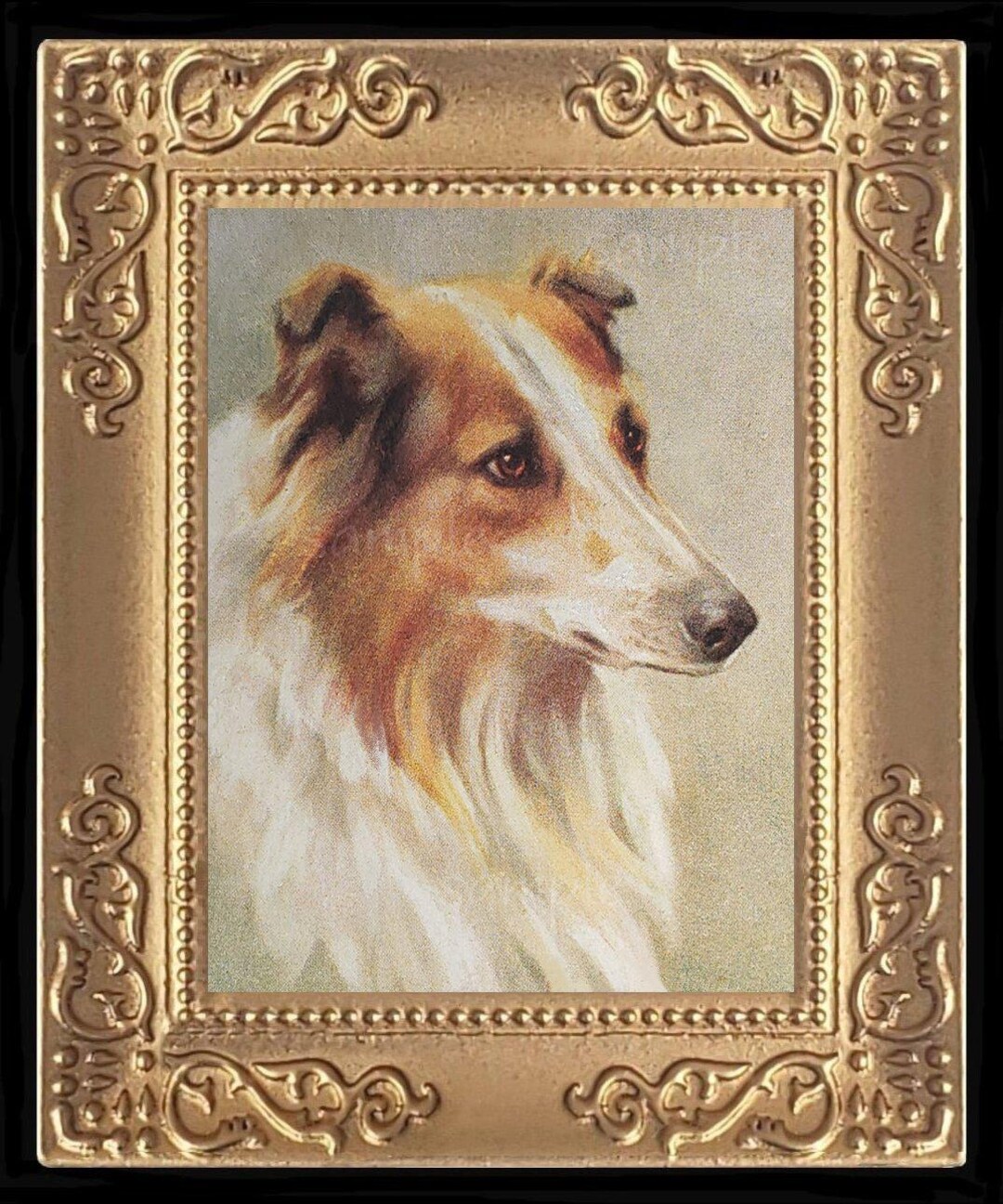 Collie Dog Miniature Dollhouse Art Picture 8684 - Etsy