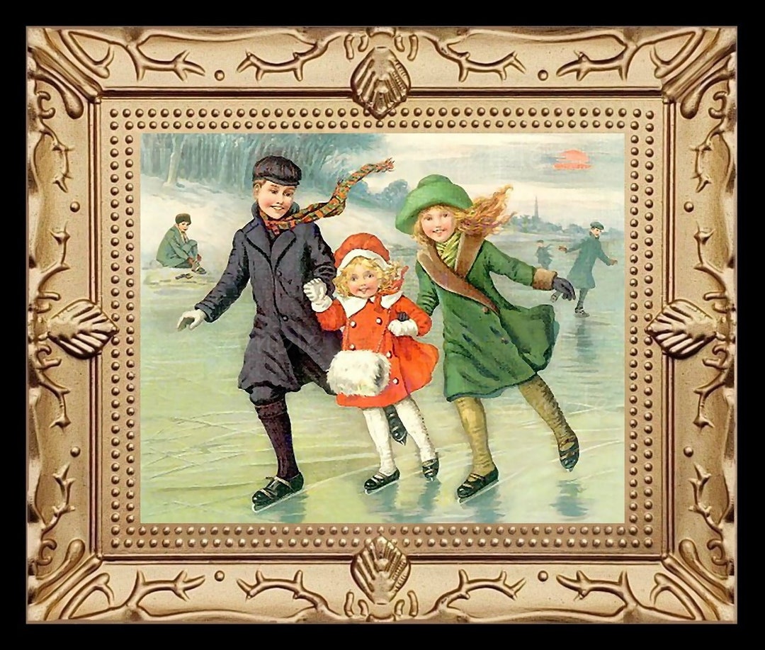 Vintage Ice Skaters Miniature Dollhouse Art Picture 8157 - Etsy