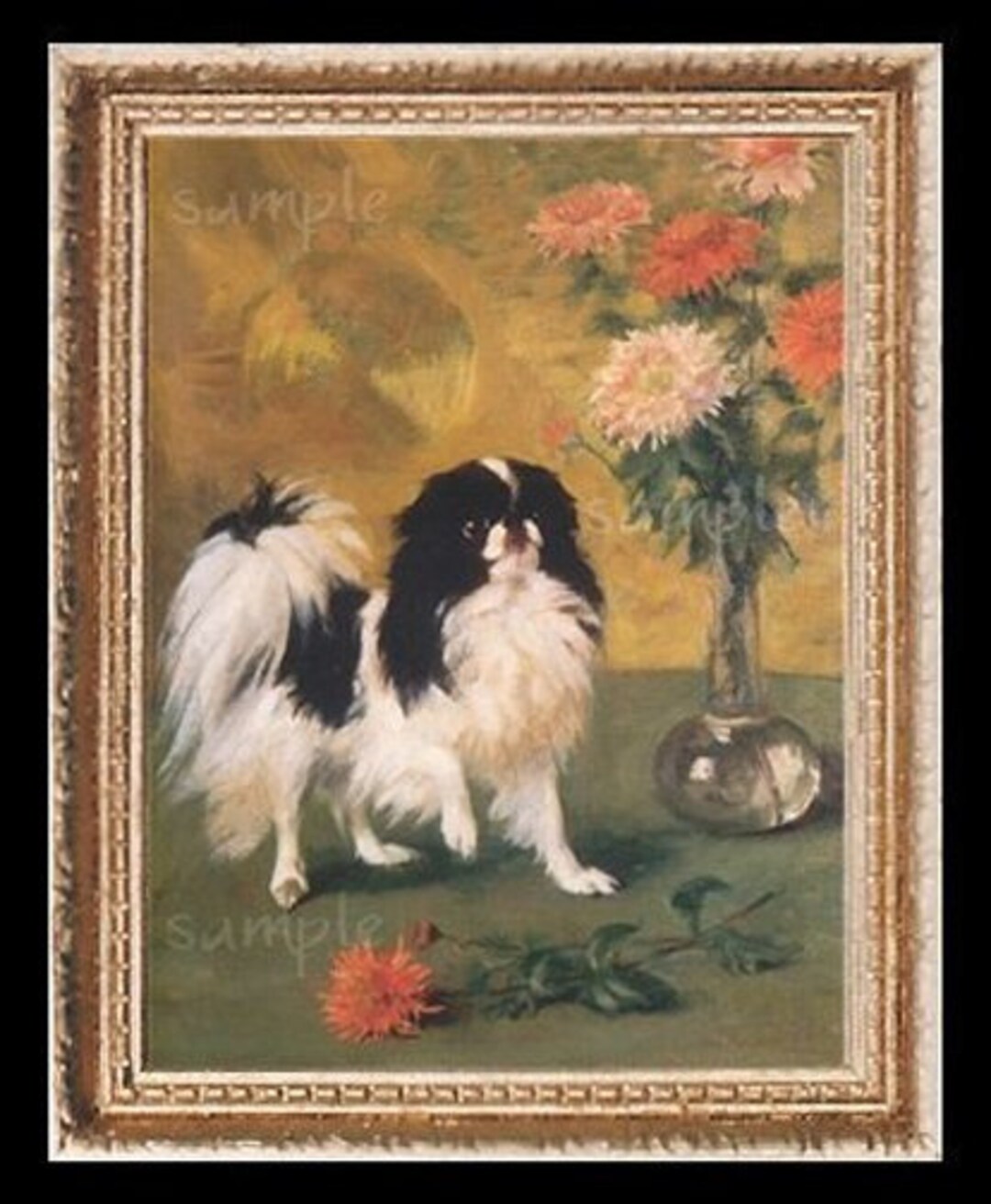 Japanese Chin Dog Miniature Dollhouse Art Picture 1485 - Etsy