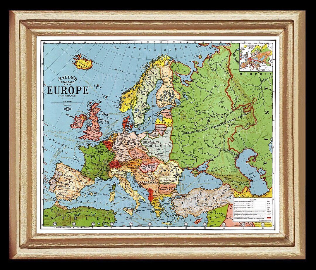 Early 1900's Map Europe Miniature Dollhouse Art Picture 8588 - Etsy