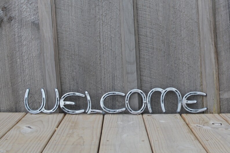 Horseshoe Welcome Sign - Made From Genuine Pony-size Horseshoes - Etsy