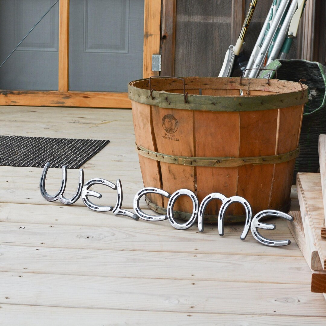 Horseshoe Welcome Sign - Made From Genuine Pony-size Horseshoes - Etsy