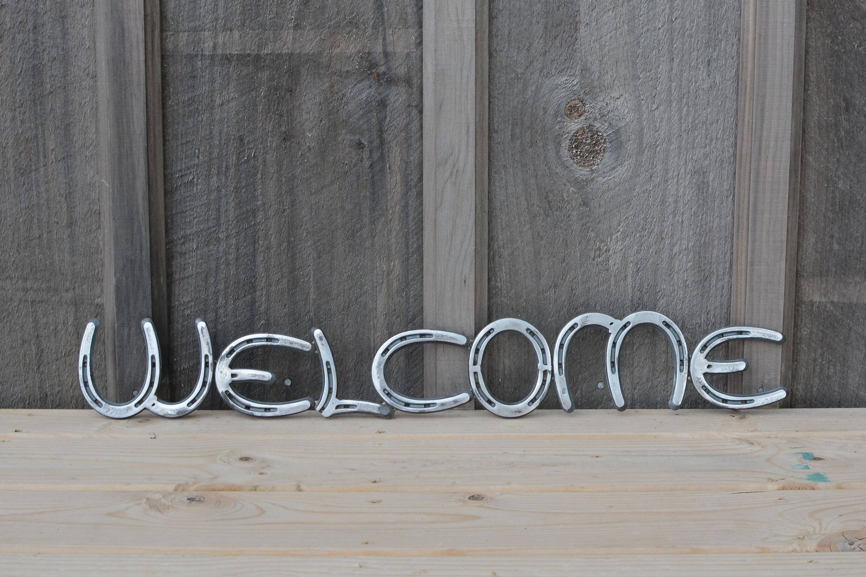 Horseshoe Welcome Sign - Made From Genuine Pony-size Horseshoes - Etsy