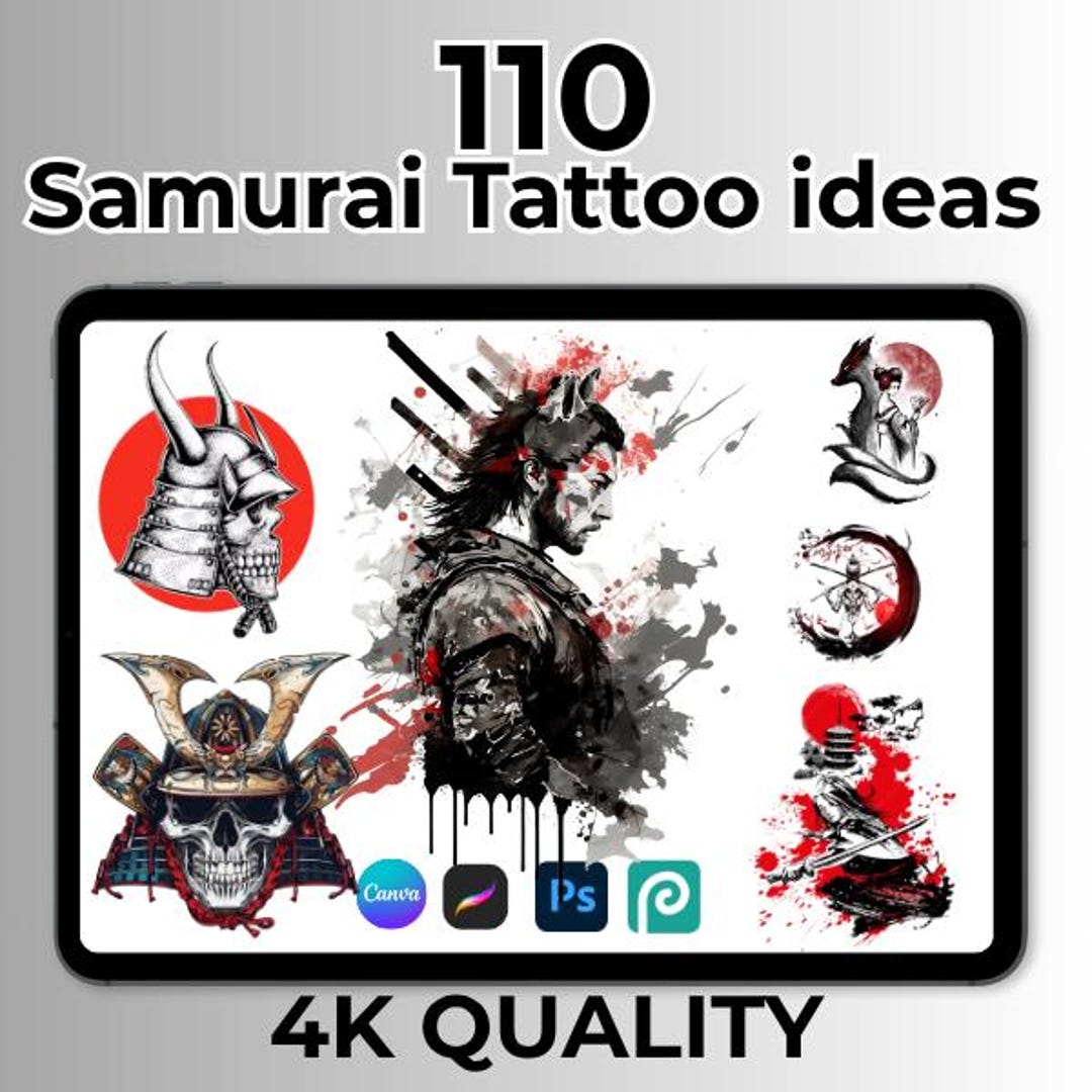 110 Samurai Tattoo Stamps Designs, Tattoo Brushes Stencil Stamps ...