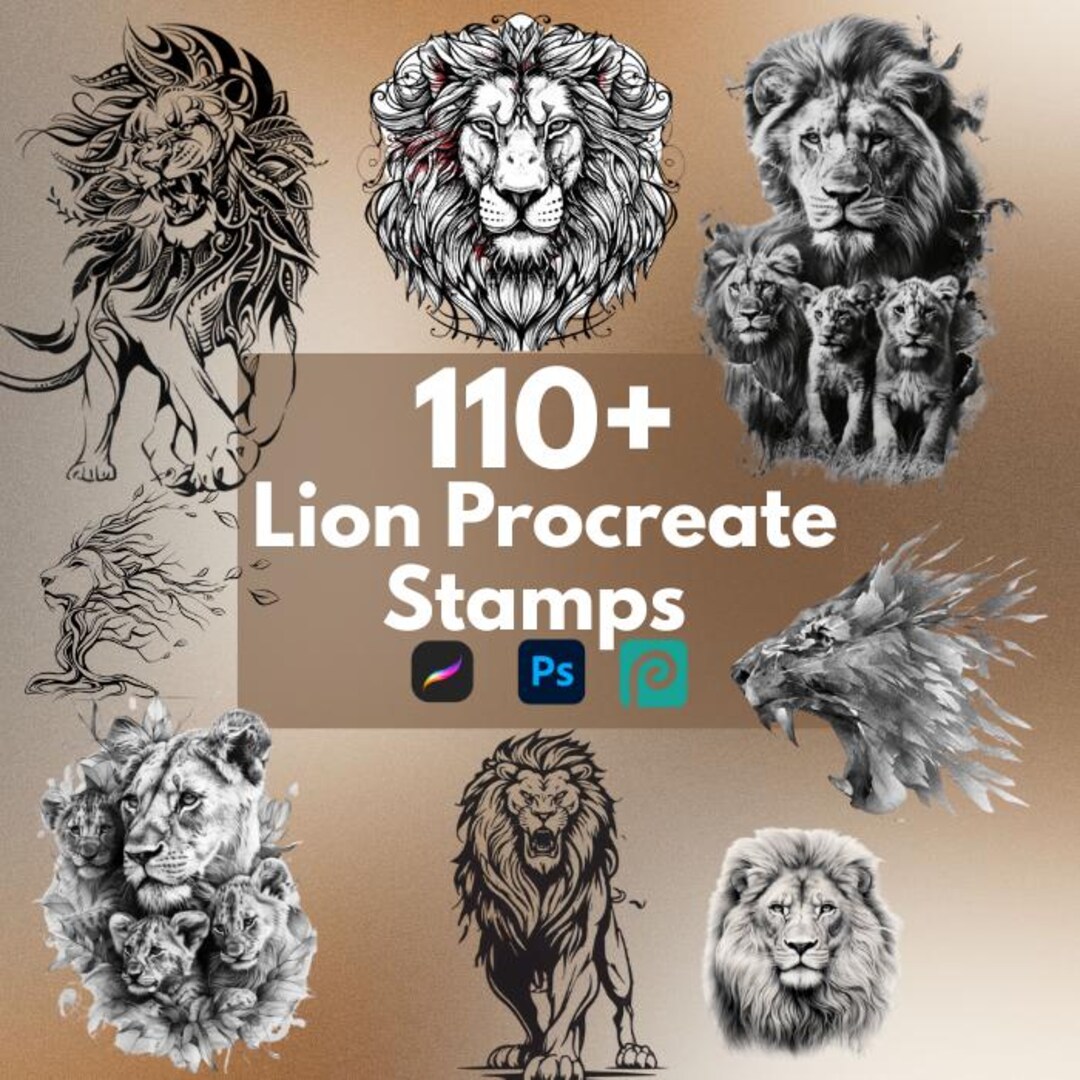 110+ Lion Procreate Stamp Disigns ,tattoo for Men,tattoo Stamps Designs ...