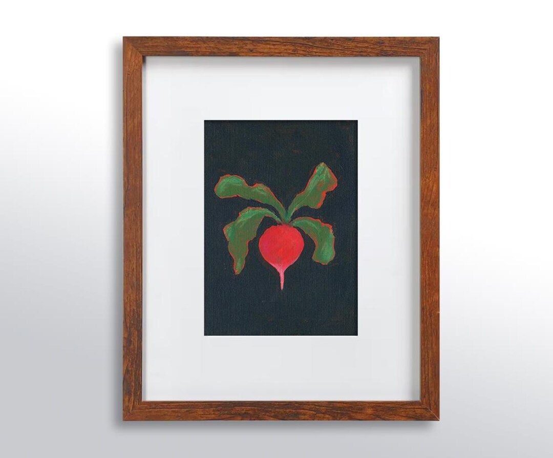 Radish Painting Art Print 5x7, Garden Vegetable Art, Simple Plant Art ...
