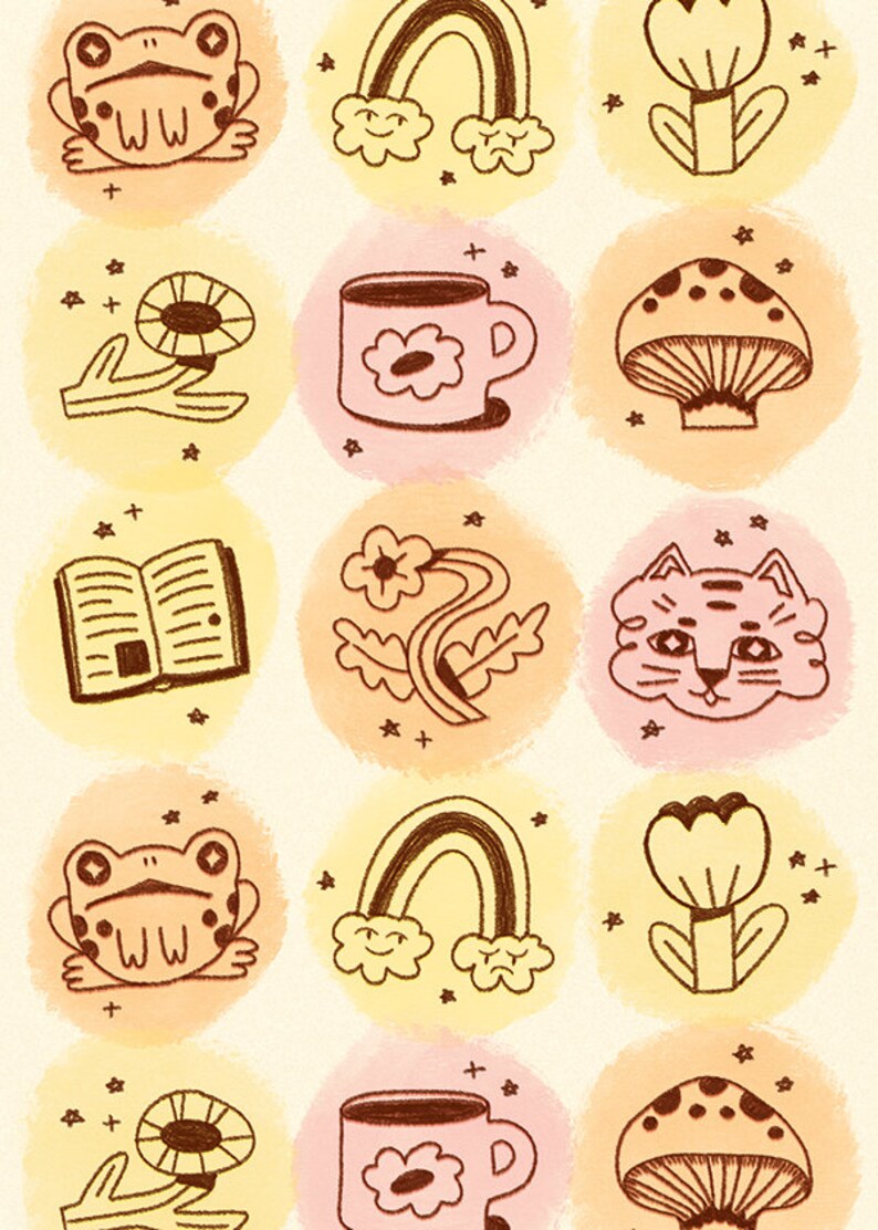 Cute Little Doodle Drawings Art Print, Fun Sketch Illustration Wall ...