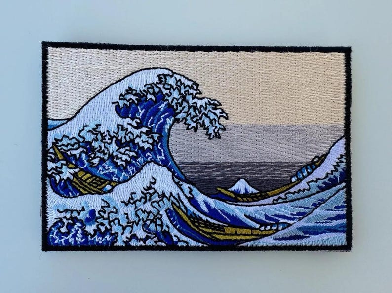 Great Wave Embroidered Patch, Hook/loop Morale Patch (4”) - Etsy