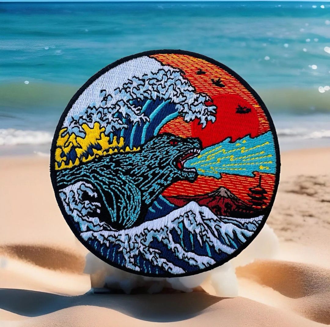 God Zilla Wave Embroidered Hook/loop Morale Patch - Etsy