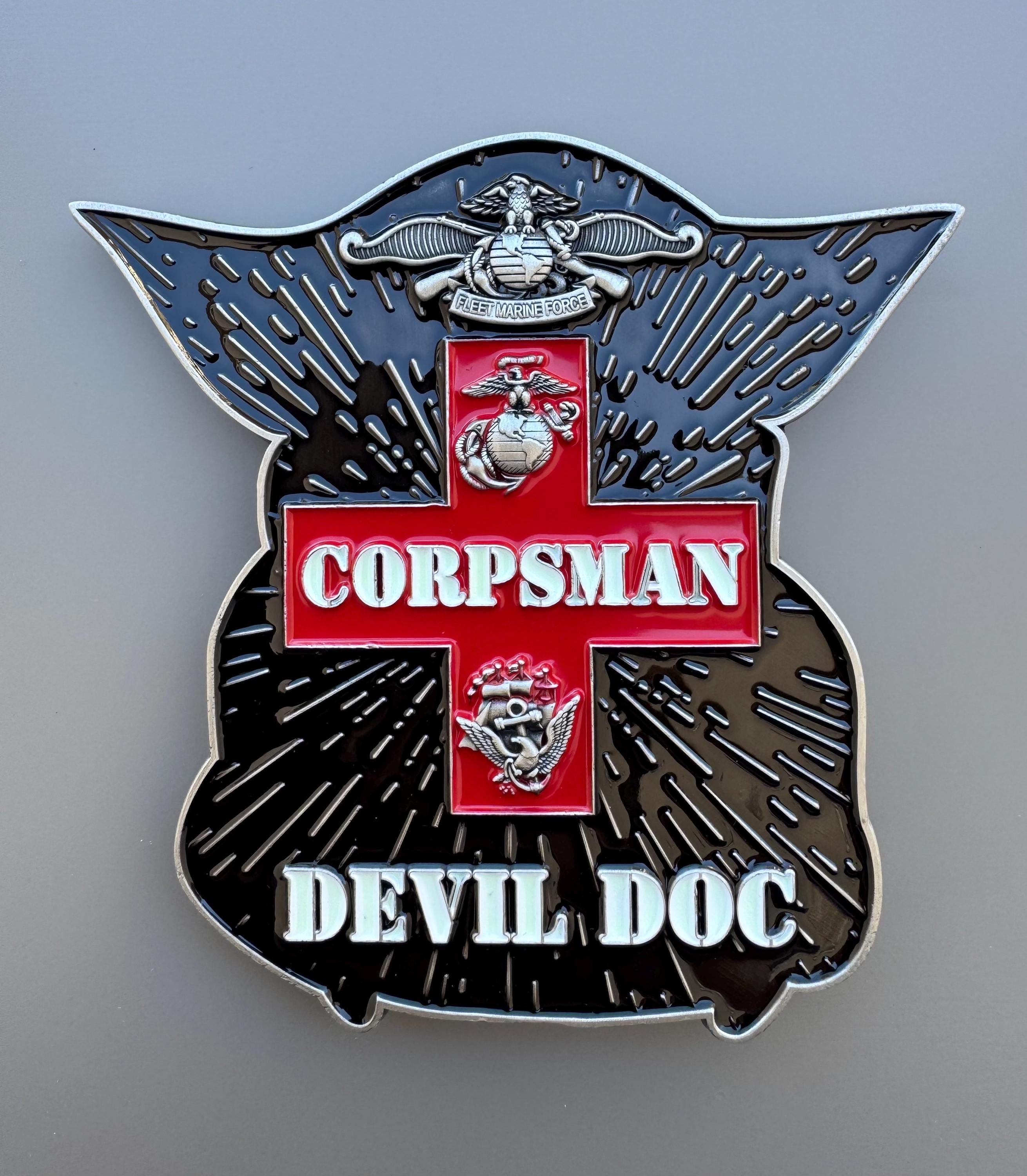 US Navy Corpsman Marines Corps "devil Doc" HM FMF Pride Challenge Coin ...