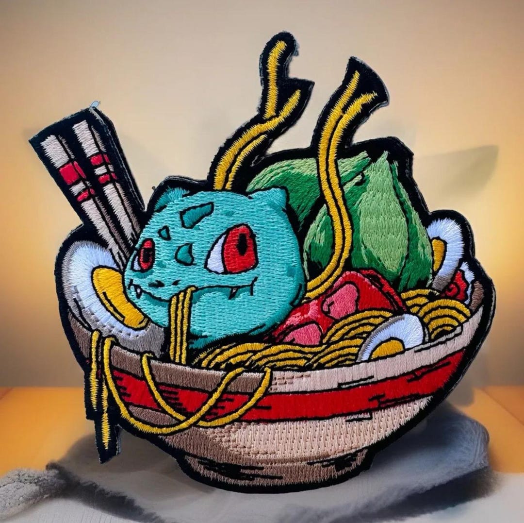Bulbasaur Ramen Bowl Embroidered Hook/loop Morale Patch - Etsy