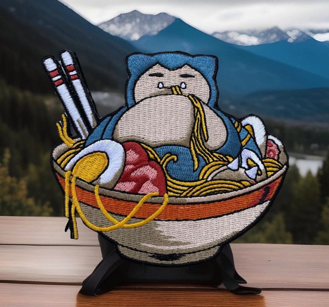 Snorlax Ramen Bowl Embroidered Hook/loop Morale Patch - Etsy