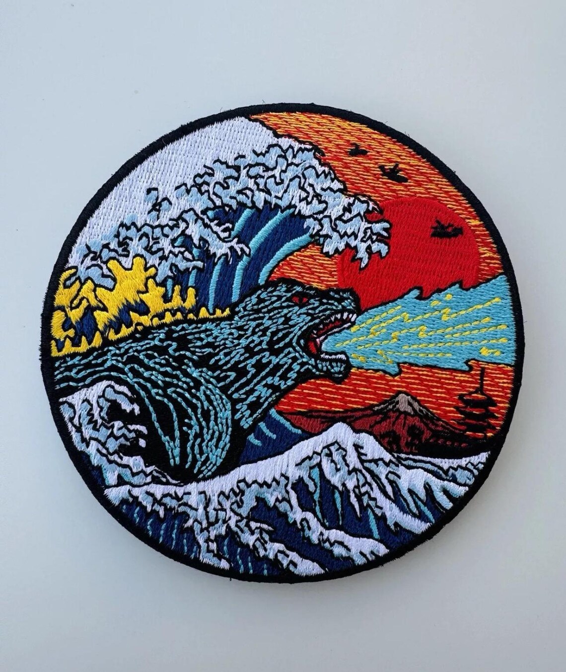 God Zilla Wave Embroidered Hook/loop Morale Patch - Etsy