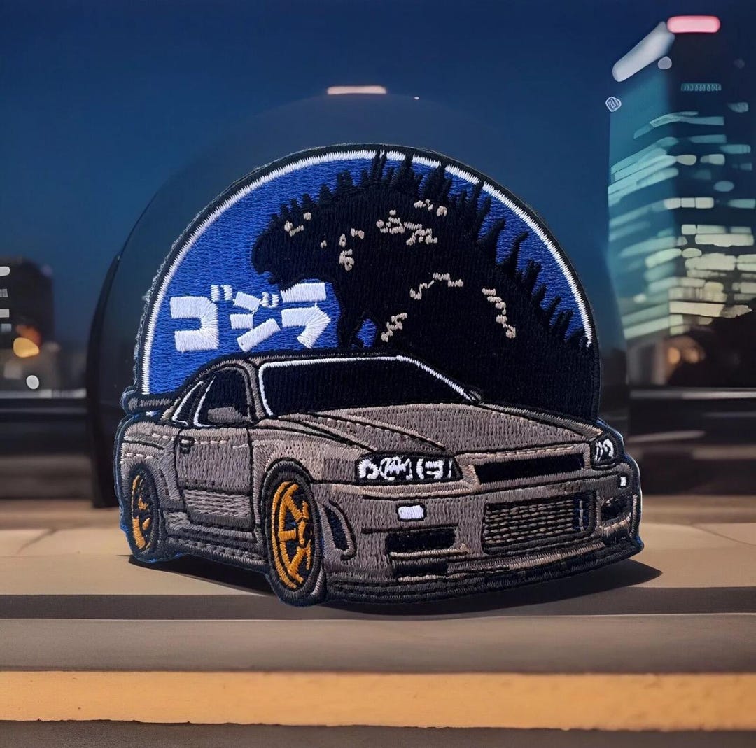 Japanese Monster Skyline GTR R32 Godzilla Embroidered Hook/loop Morale ...