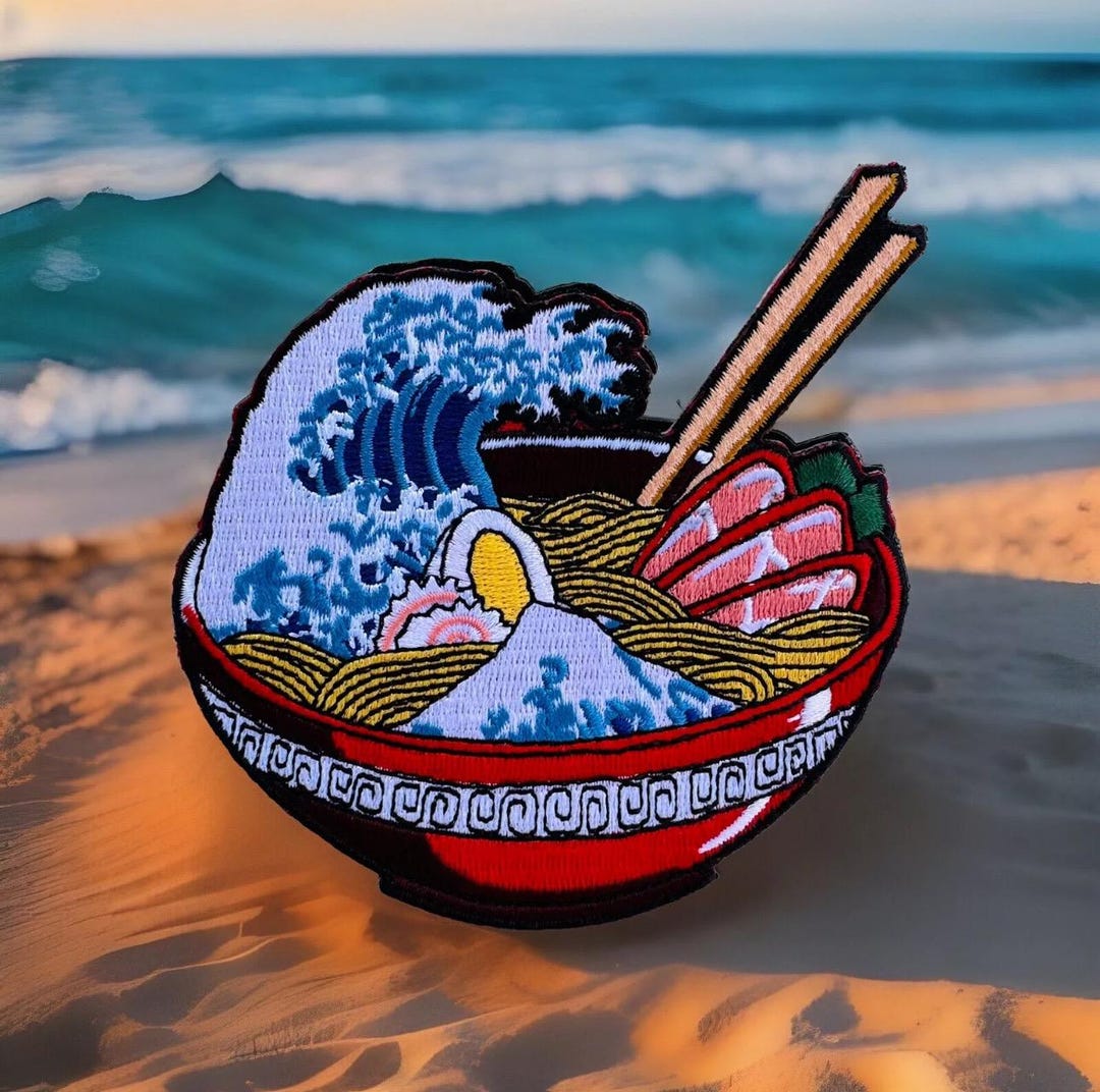 Japanese Wave Ramen Bowl Embroidered Hook/loop Morale Patch - Etsy