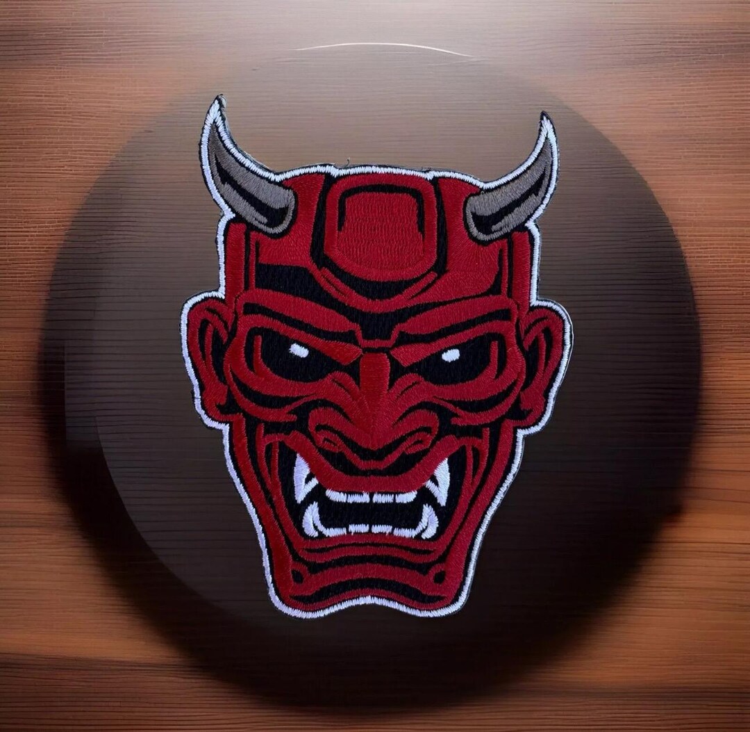 Japanese Oni Mask Embroidered Hook/loop Morale Patch - Etsy