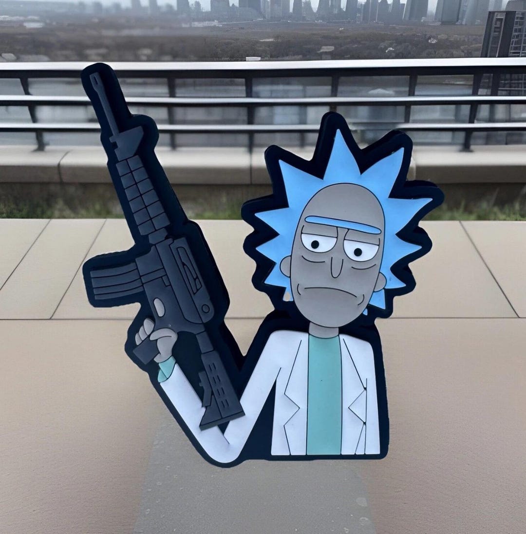 Rick With Gun Rubber PVC Hook/loop Morale Patch - Etsy