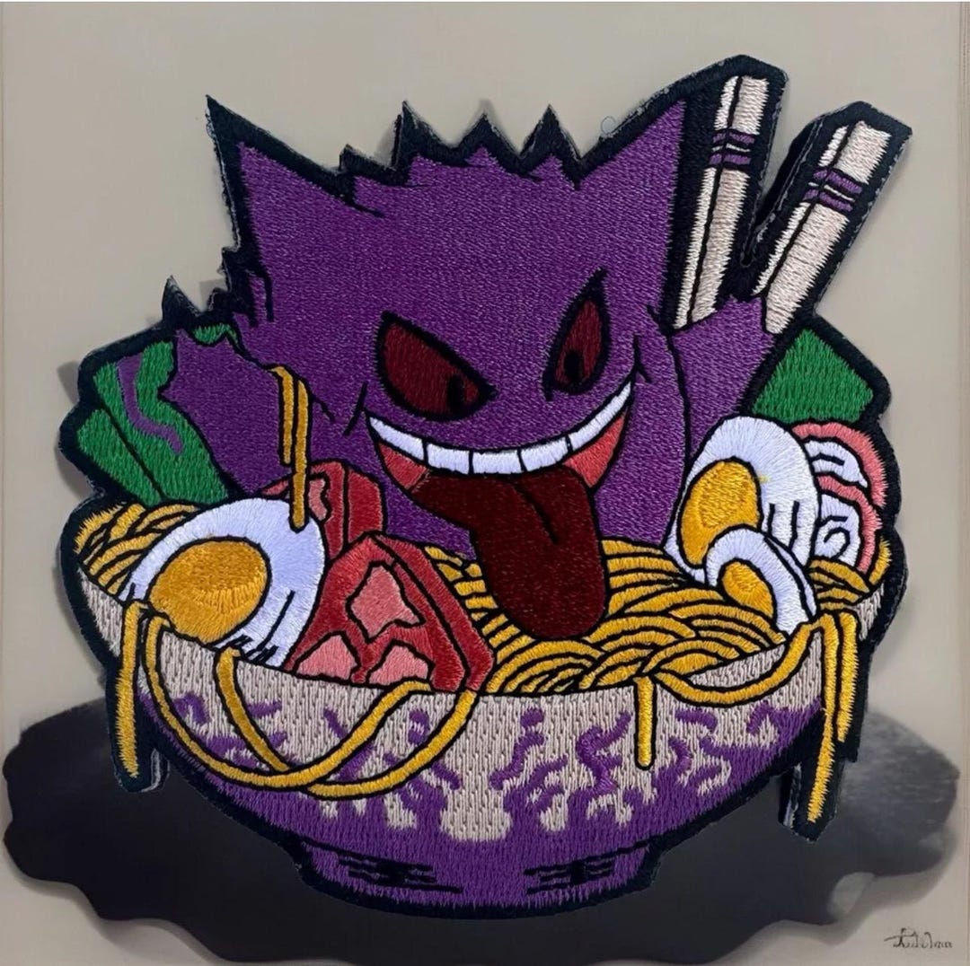 Gengar Pokémon Ramen Bowl Embroidered Hook/loop Morale Patch - Etsy
