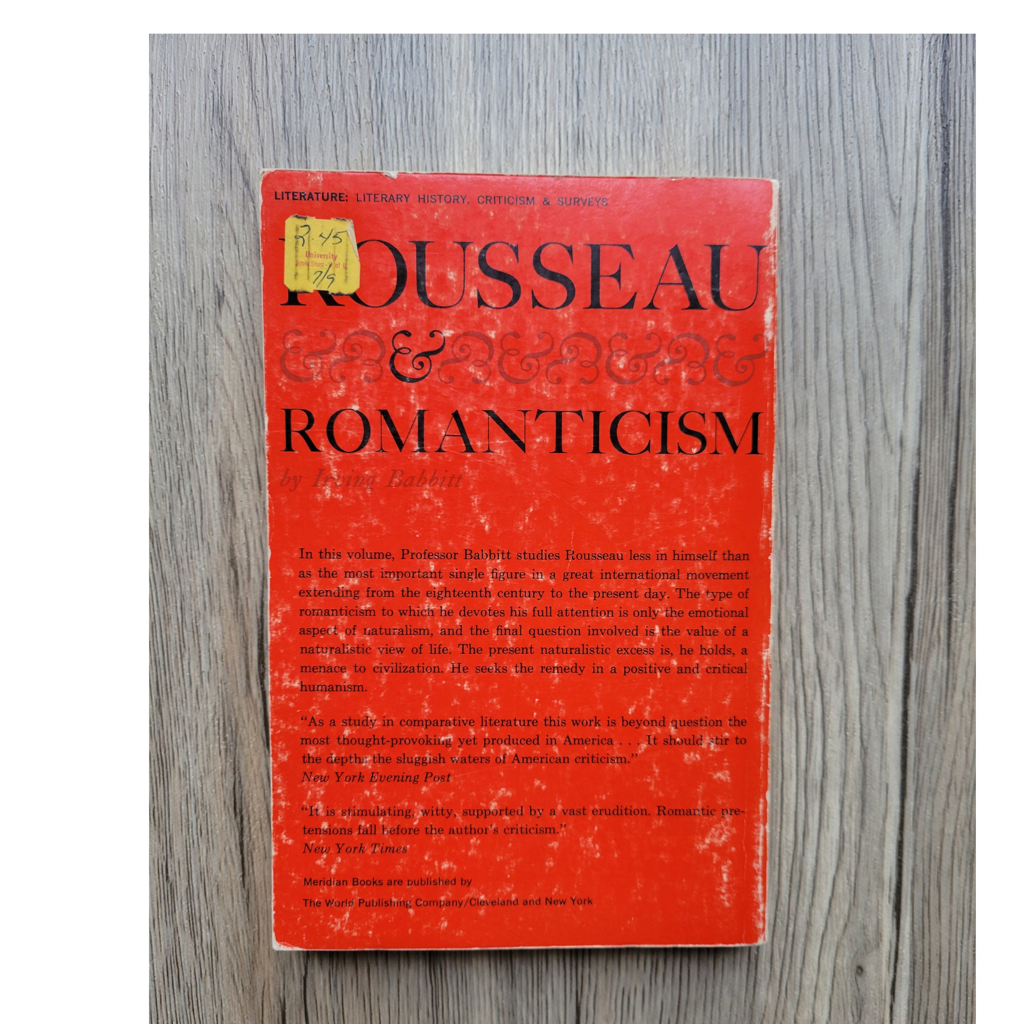 ROUSSEAU and ROMANTICISM Literary History 1968 - Etsy UK
