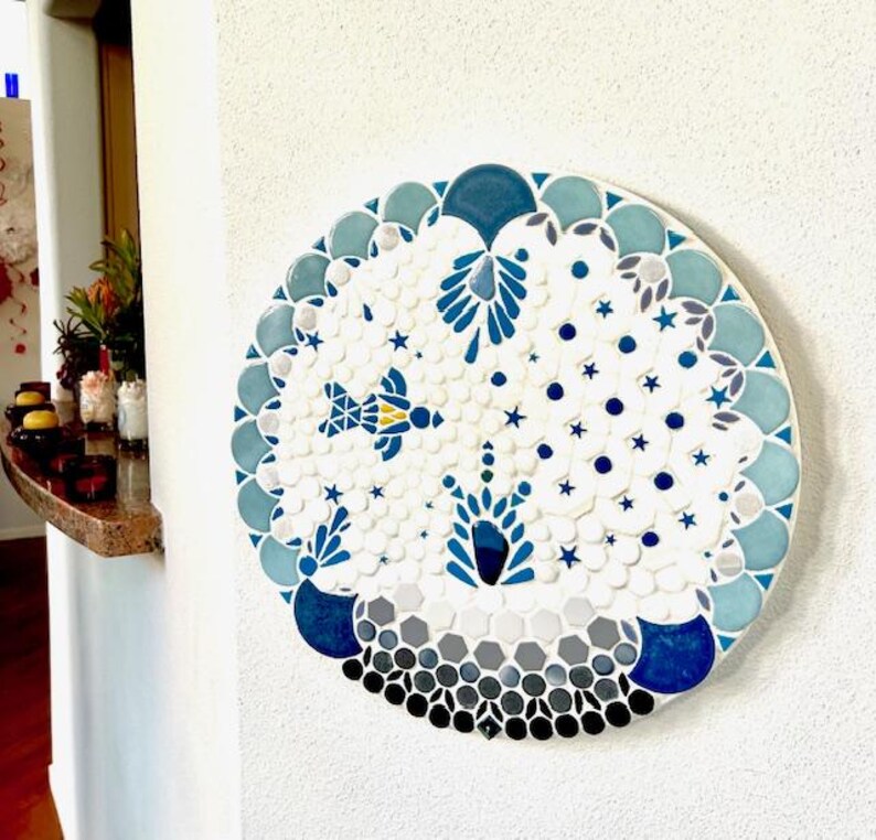 Sea World Mosaic Side Table 17" Round Indoor Outdoor Wall Art RARE! - Etsy