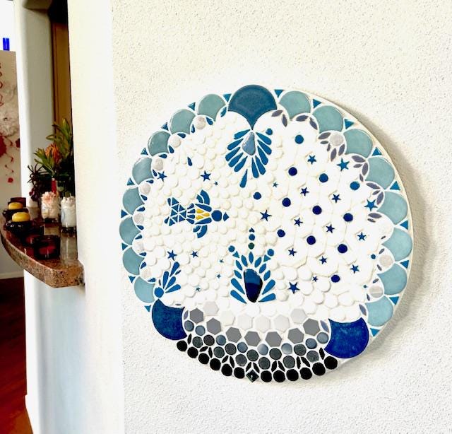 Sea World Mosaic Side Table 17" Round Indoor Outdoor Wall Art RARE! - Etsy