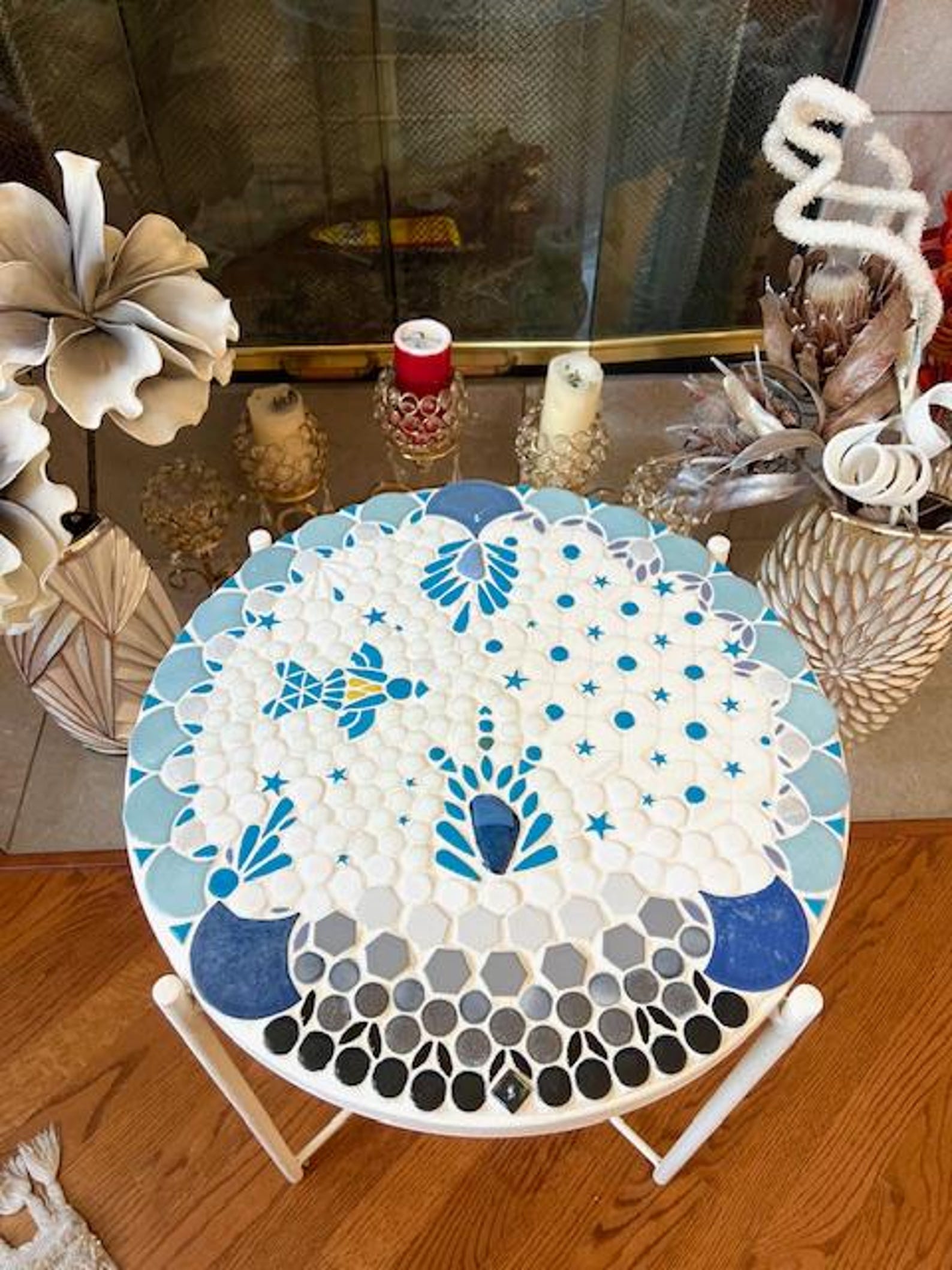 Sea World Mosaic Side Table 17" Round Indoor Outdoor Wall Art RARE! - Etsy