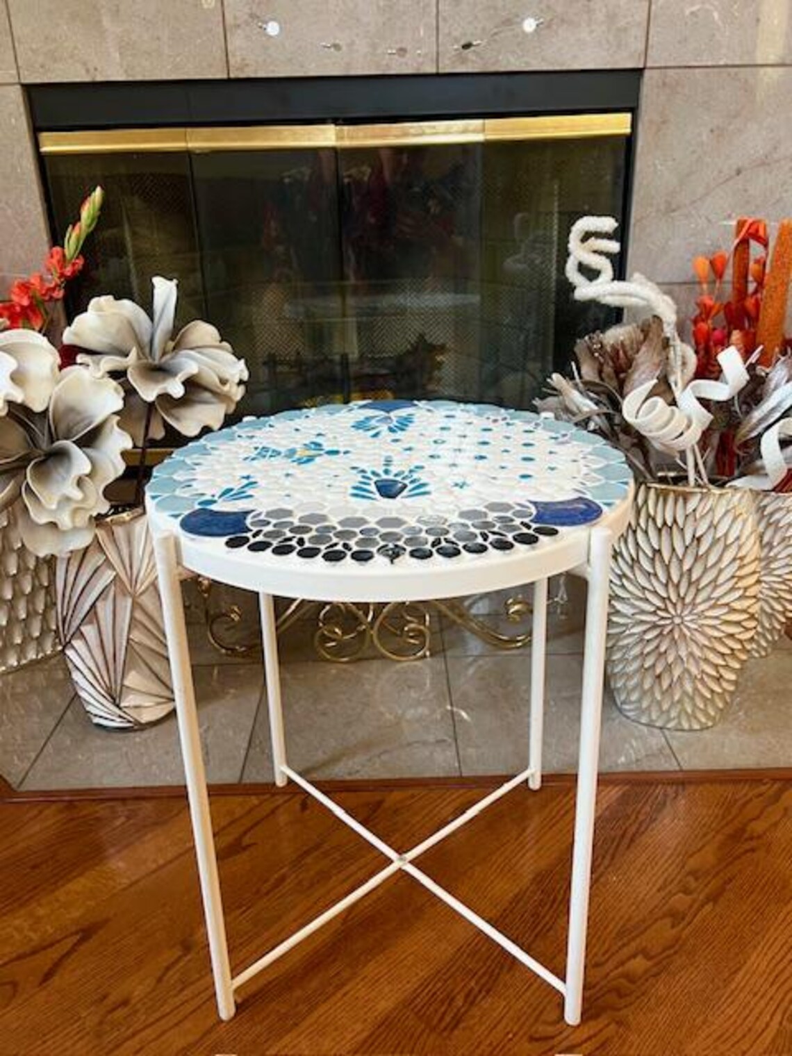Sea World Mosaic Side Table 17" Round Indoor Outdoor Wall Art RARE! - Etsy