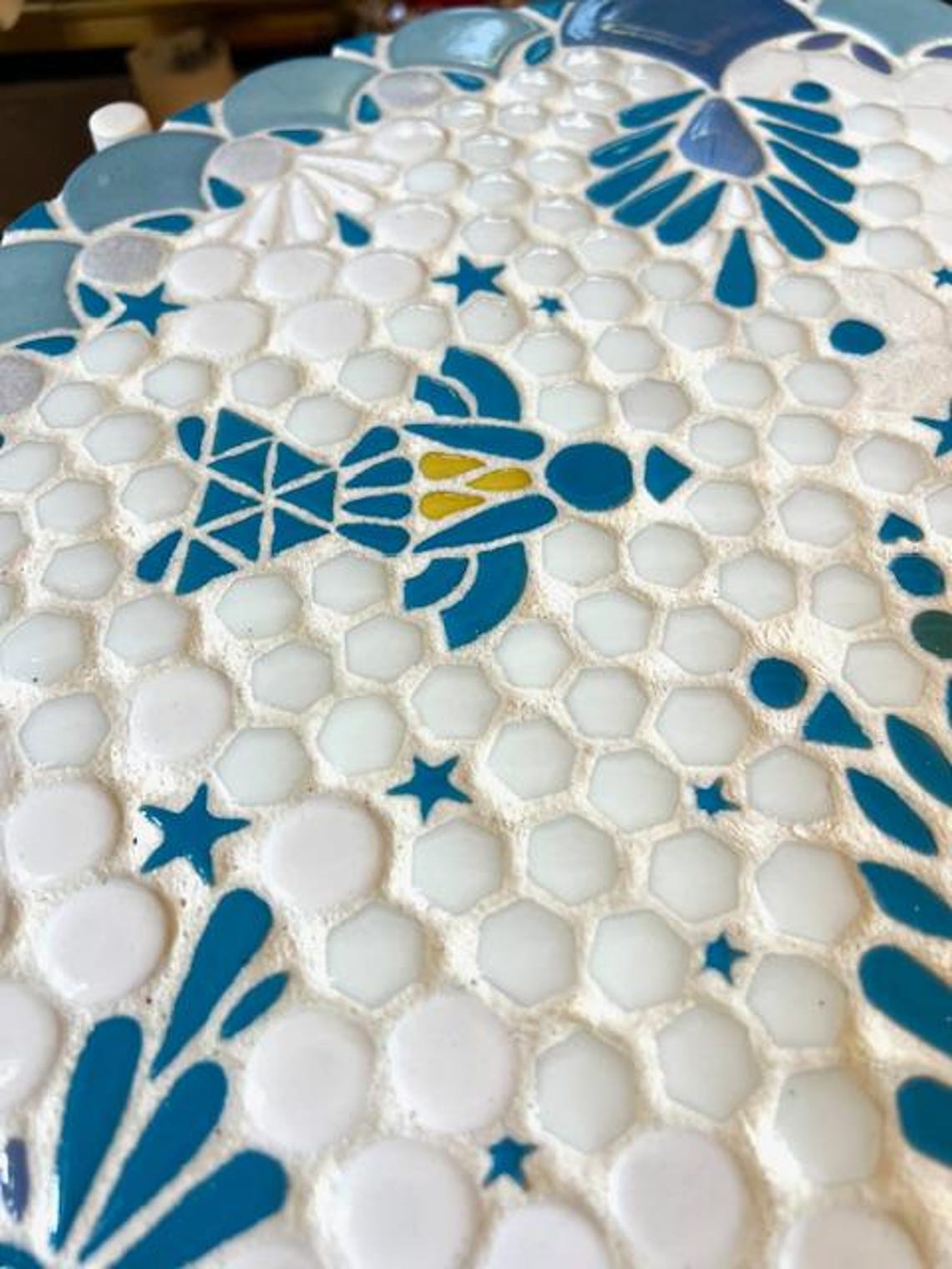 Sea World Mosaic Side Table 17" Round Indoor Outdoor Wall Art RARE! - Etsy