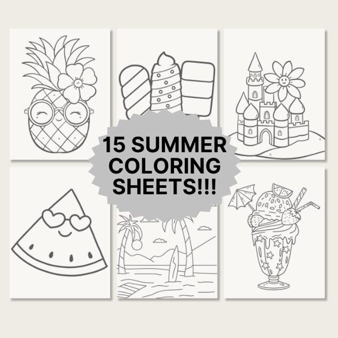Summer Coloring Pages: 15 Printable Summer Designs (PDF Download) - Etsy