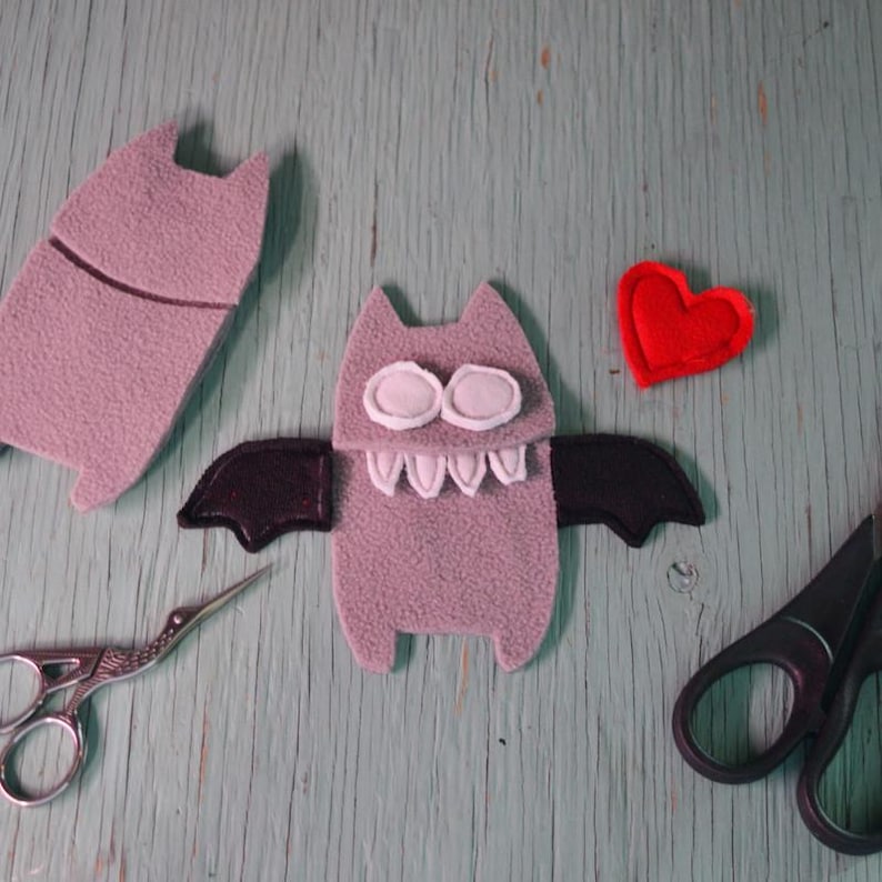 Mini Bat Plush Sewing Pattern PDF Tutorial | Cute Fleece Toy With Secret Pocket and Heart | Easy ...