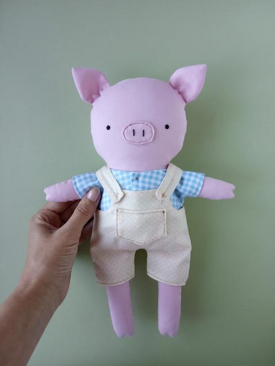 Cute Pig Doll PDF Sewing Pattern With Shirt & Shortalls Outfit, Step-by ...