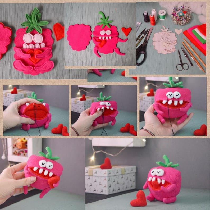 Raspberry Plush Toy PDF Sewing Pattern • Fleece Fruit Softie With ...