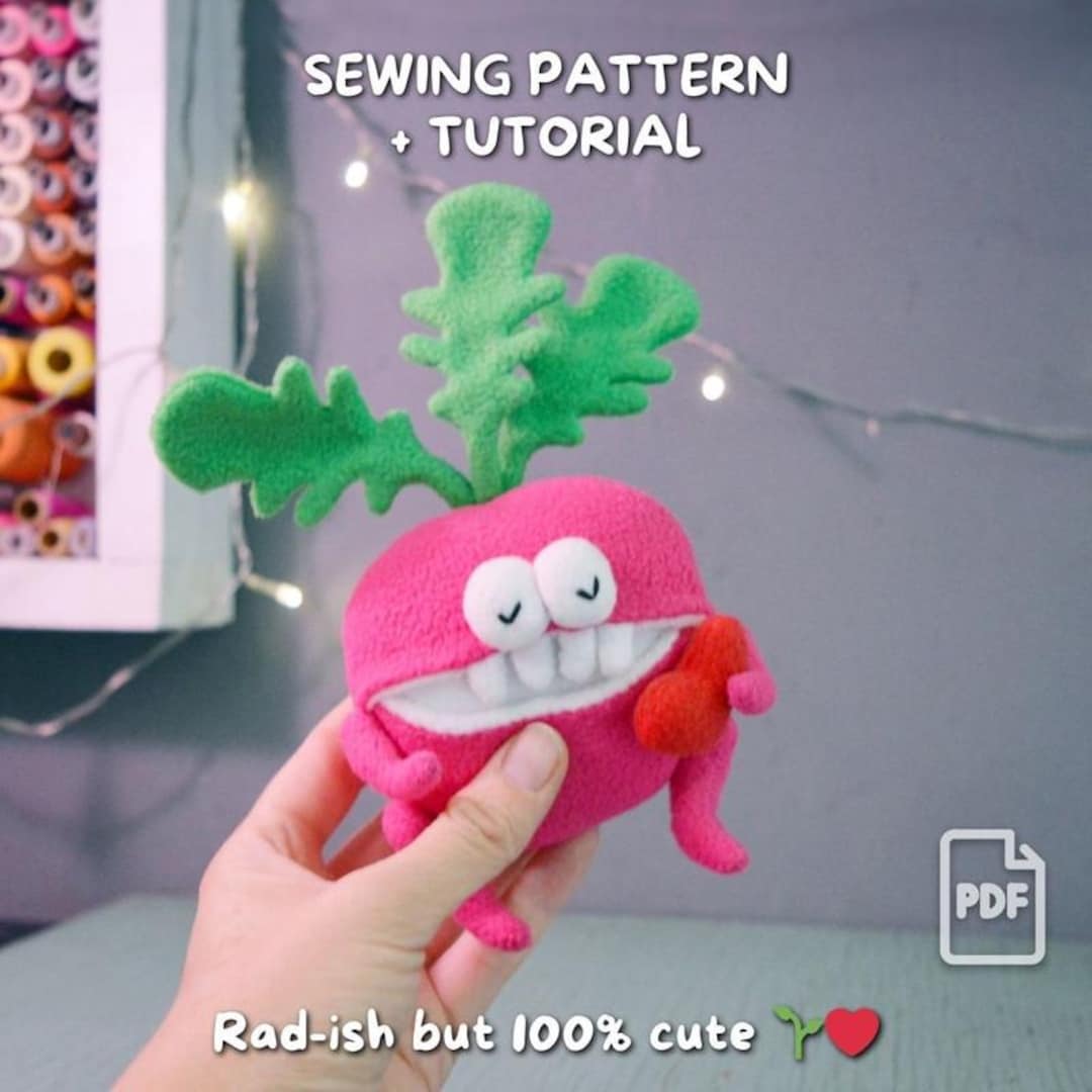 Radish Plush Sewing Pattern PDF • Fleece Vegetable Plushie With Wiggly ...