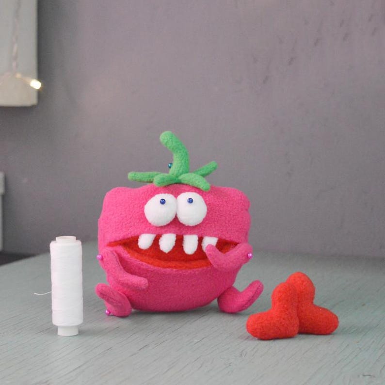 Raspberry Plush Toy PDF Sewing Pattern • Fleece Fruit Softie With ...