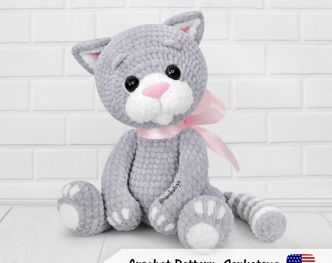 Crochet Pattern Plush Cat, Velvet Kitten, Pdf Tutorial by Sankatoys - Etsy
