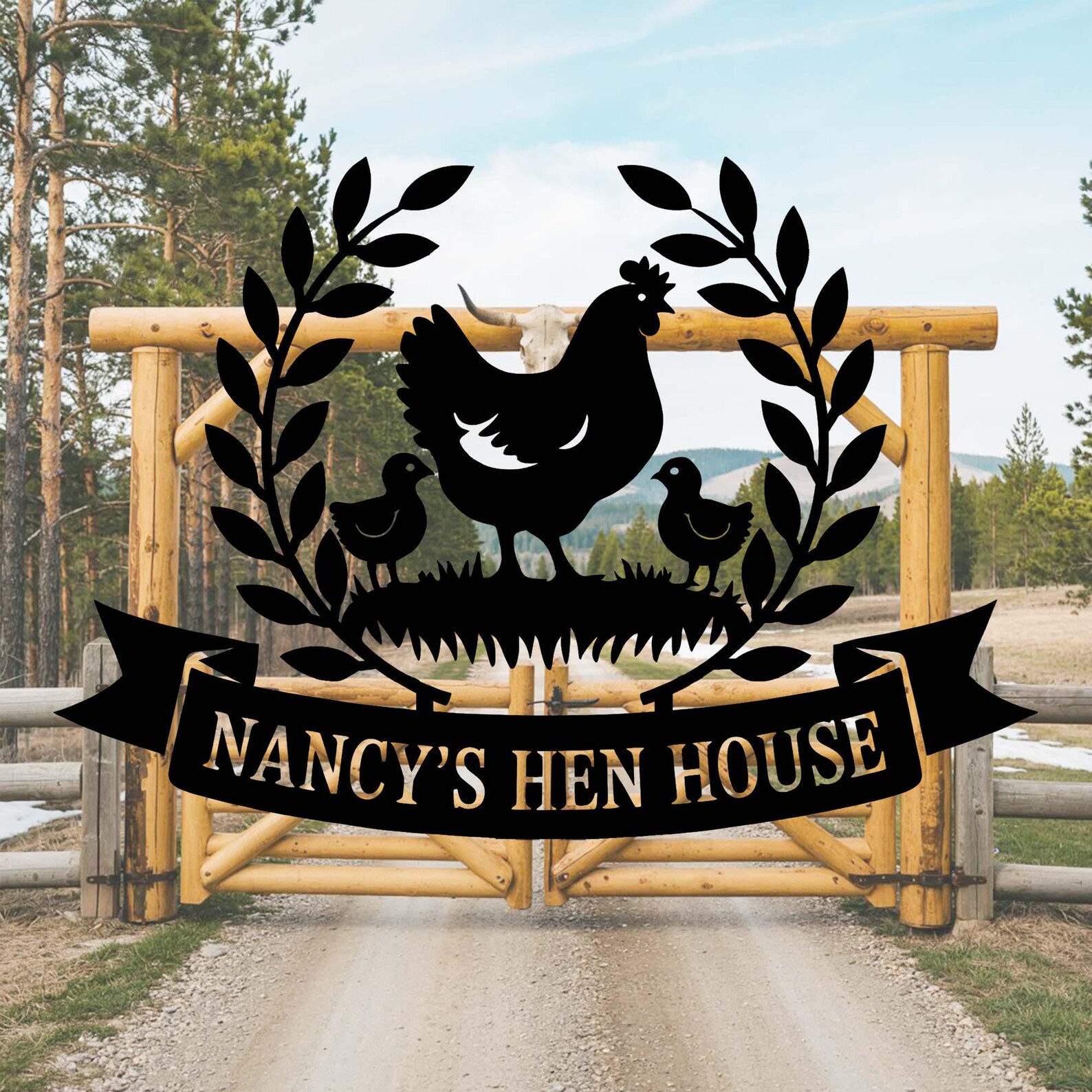 Custom Chicken Farm Metal Sign, Personalized Hen Name Sign, Chicken ...
