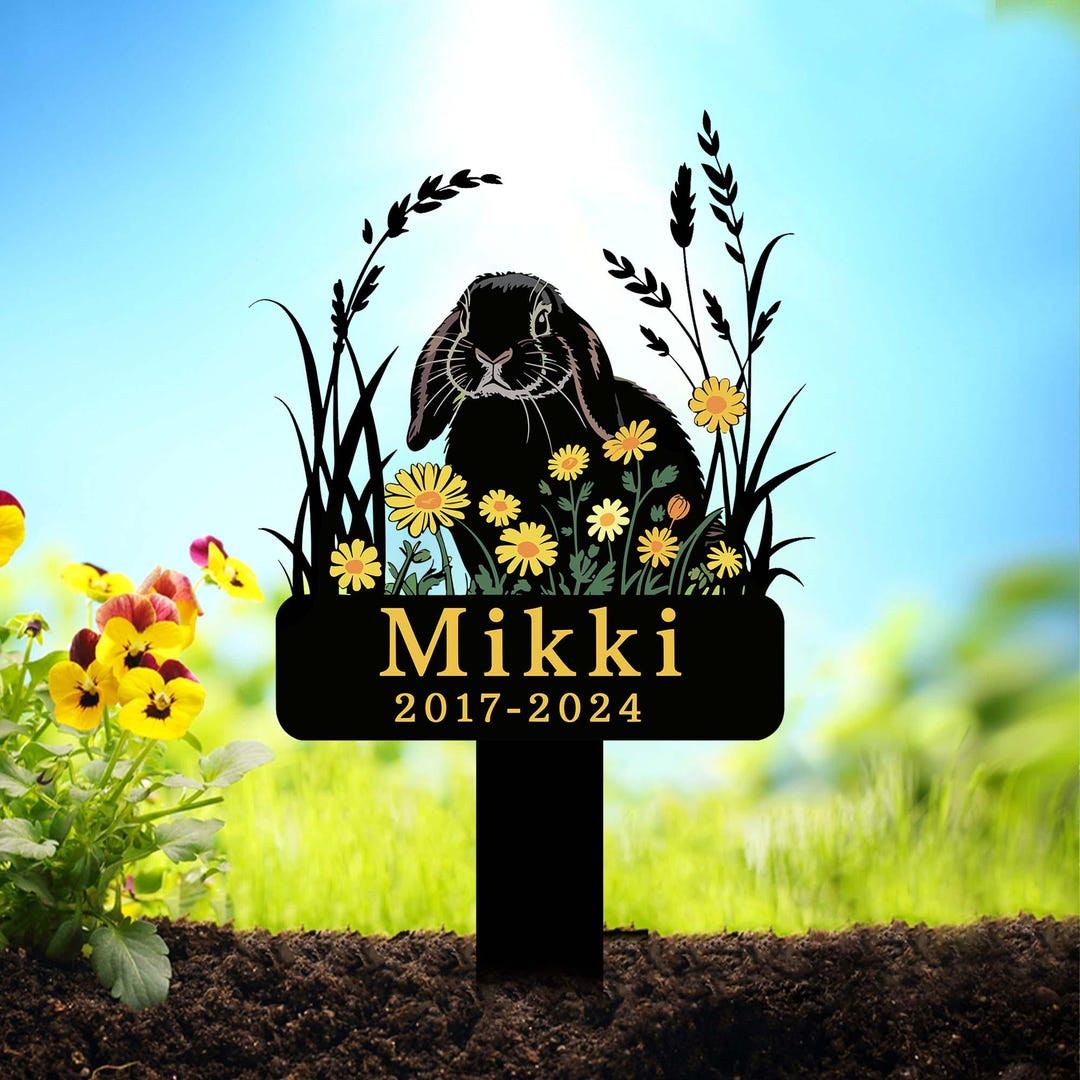 Rabbit Memorial Garden Stake Custom, Personalized Lop Rabbit Grave ...