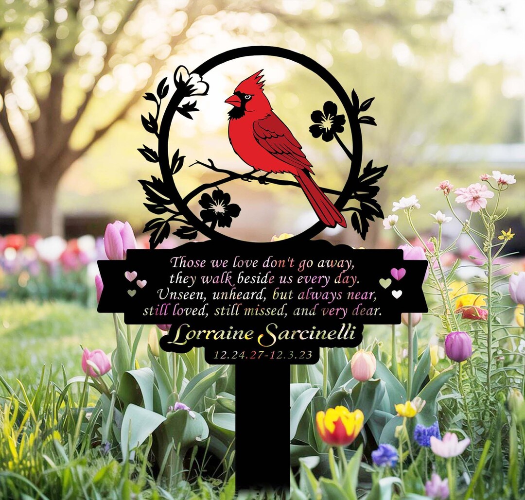 Custom Cardinal Memorial Garden Sign, Metal Plaque, Personalized Yard ...