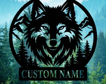 Personalized Wolf Metal Sign, Custom Wolf Sign, Wolf Name Sign,wolf ...