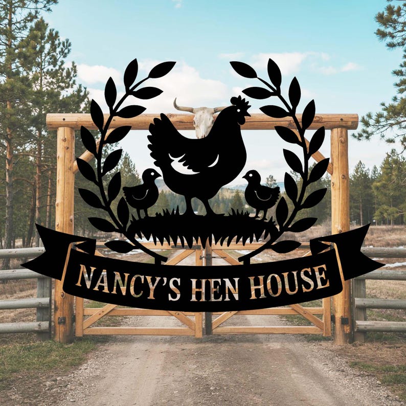 Custom Chicken Farm Metal Sign, Personalized Hen Name Sign, Chicken ...