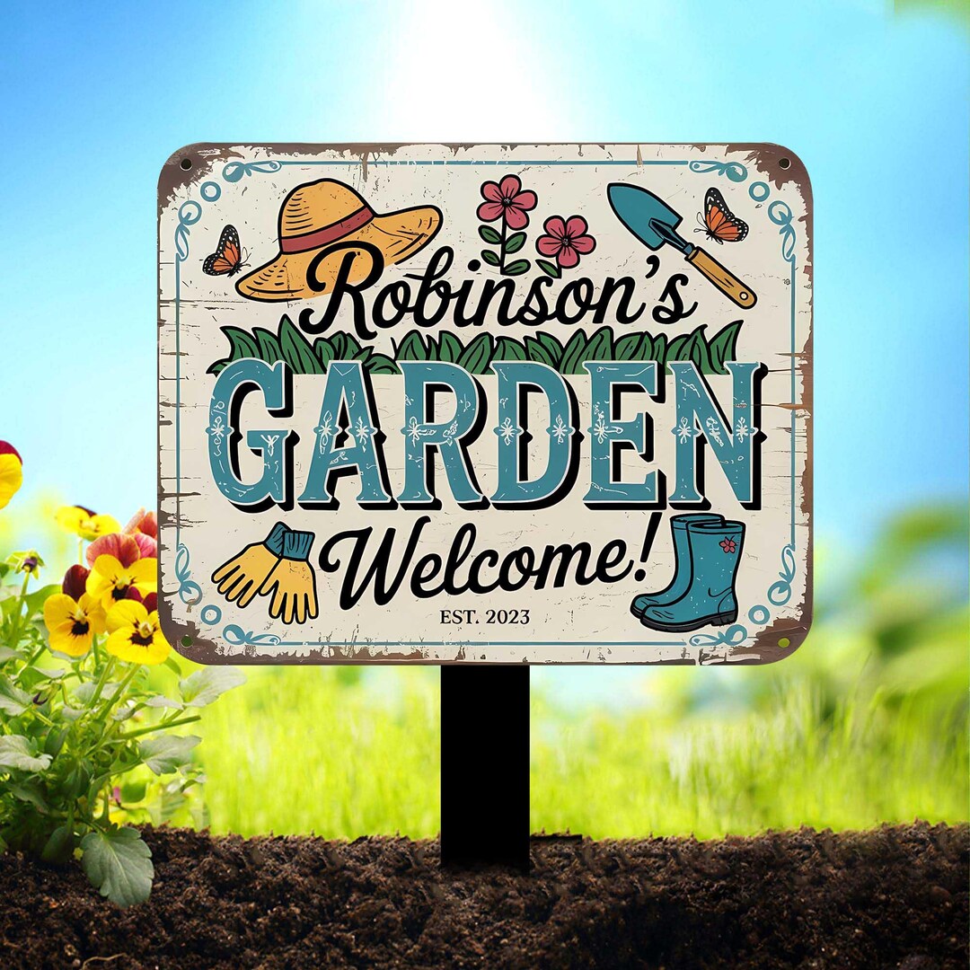 Personalized Garden Metal Sign, Custom Welcome Garden Decor - Etsy